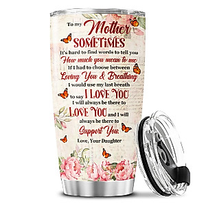 Floral Tumblers For Insulated Coffee Handle Funny Women Flower Mothers Day Cups Mama, Mother Daughter, Tumbler 20 Oz With Lid And Straw, Mom Gifts