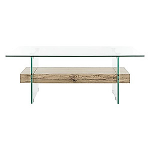 Safavieh Home Kayley Natural and Glass Coffee Table