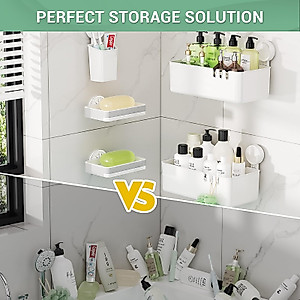 LUXEAR Shower Caddy 5 Pack Suction Cup Shower Organizer for Bathroom Storage Home &Kitchen,No Drilling Removable Plastic Shower Shelf Organizer with Soap Dish&Toothbrush Holder Easy Install