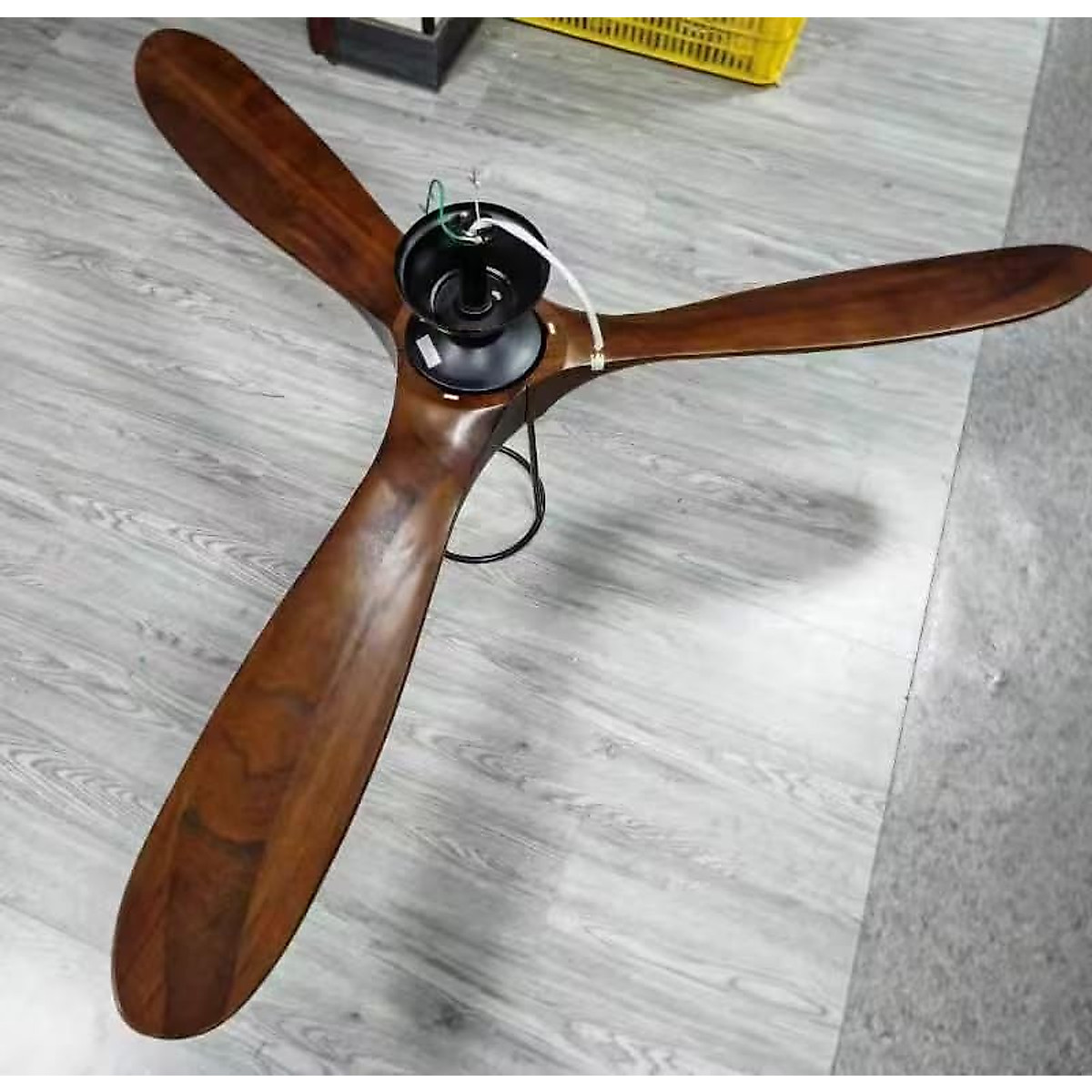 XCWIIE Modern Ceiling Fan No Light 60" Outdoor Ceiling Fans Black Ceiling Fan, Retro Wood Ceiling Fans, DC Motor, for Restaurant Living Room Bedroom Inverter Silent Fan with Remote Timing ​Function