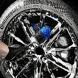 SGCB Car Wheel Rim Detailing Brush for Vehicle, 17 inch Long Auto Soft Bristle Wheel Cleaner Brush No Scratch Tire Rim Scrub Brush Alloy Wheel Shining Washing Scrub Brush Easy Reaching Inside Deep Rim