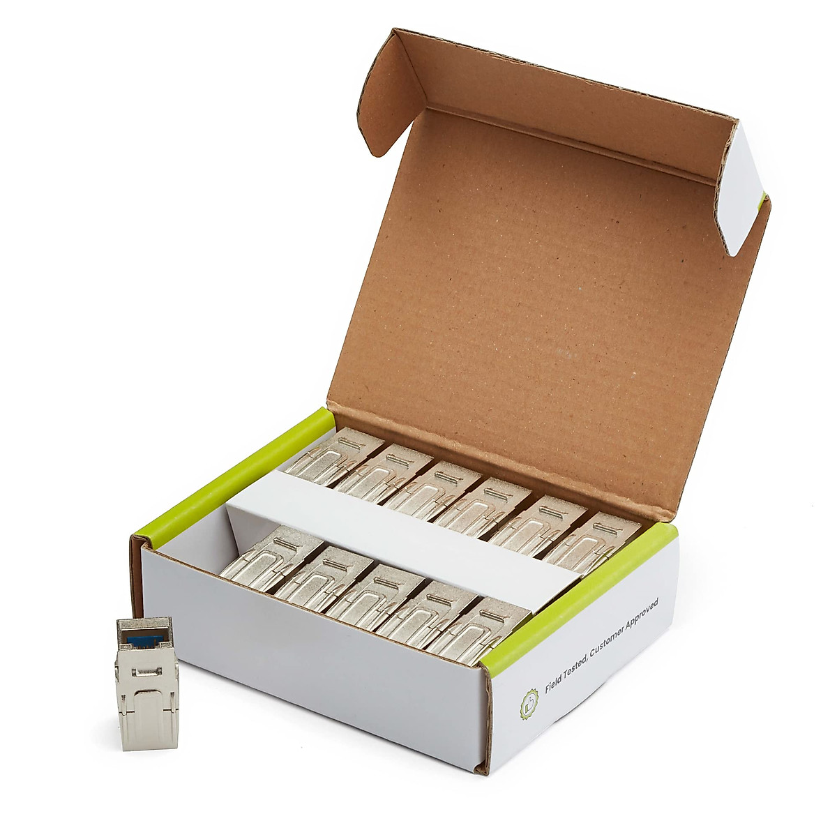 trueCABLE Shielded Cat6 Keystone Jack Coupler, PoE++ (4PPoE), UL Listed, ETL Verified, ANSI/TIA 568-2.D Cat 6 Performance Compliant, Female to Female RJ45 Couplers, 12 Pack