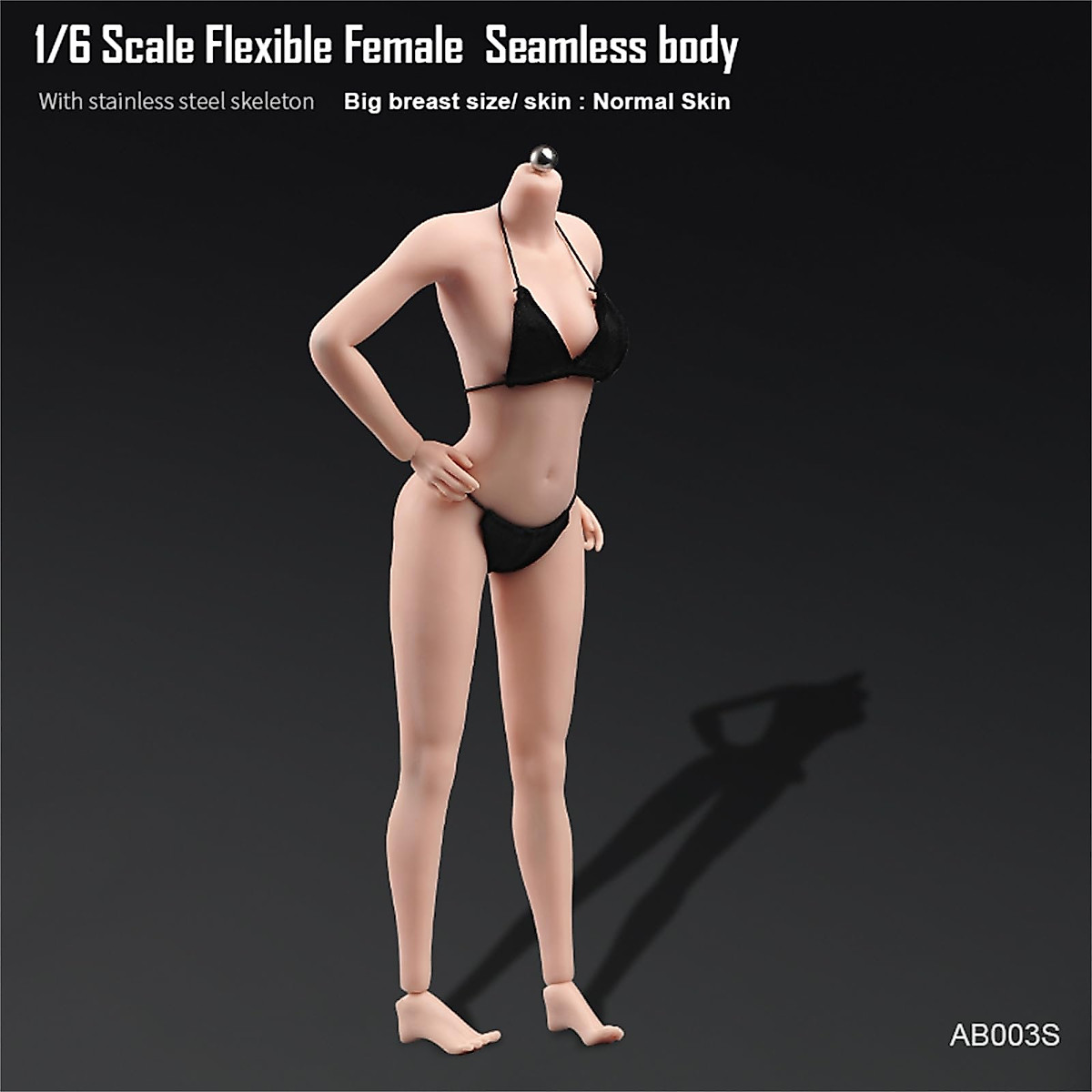 1/6 Scale Female Seamless Body Normal Skin Curvy Ass Action Figure Body 12'' Steel Skeleton Flexible Big Breast Body Doll