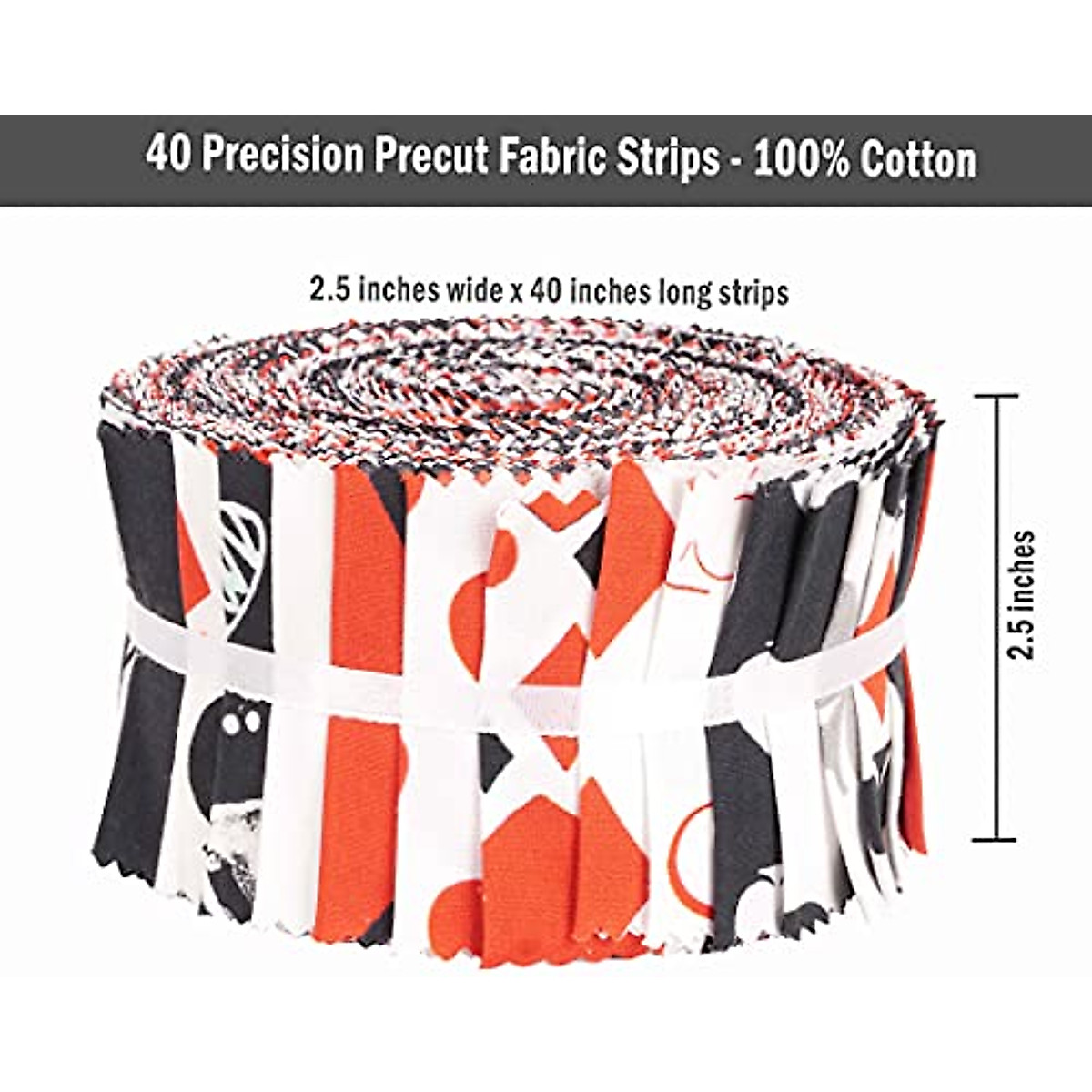 Soimoi 40Pcs Poker Card Print Cotton Precut Fabrics for Quilting Craft Strips 2.5 inches Jelly Roll - White & Black
