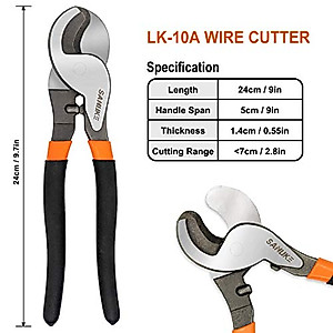 Sanuke Battery Cable wire Lug Crimping Tool for AWG 8-1/0 Electrical Lug Crimper with Cable Cutter and 12PCS Lugs Tubular Ring Terminal Connectors and 10PCS 3:1 Dual Wall Adhesive Heat Shrink Tubing