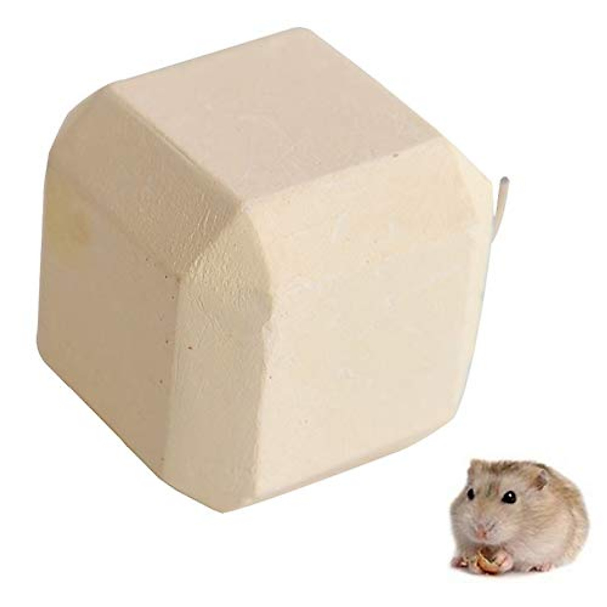 lEIsr00y Hamster Rabbit Chew Stone, Pet Hamster Rat Rabbit Grinding Mineral Stone Chew Non-Toxic Calcium Cube Toy - L