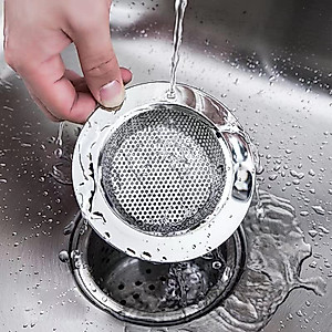 2pcs Kitchen Sink Strainer Stainless Steel,4.5" Sink Strainers for Kitchen Sink,Food Catcher for Most Sink Drains Kitchen Sink Basket Strainer Steel Sink Filter (Upgrade)