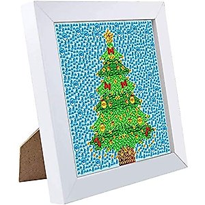 YOBEYI 5D Diamond Painting Kits for Kids Wooden Frame Diamond Arts and Crafts for Kids Mosaic Gem Stickers by Number Kits DIY Painting Arts Crafts Set Embroidery Christmas Gift (Xmas Tree)