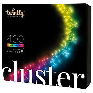 Twinkly Cluster 19.7ft RGB, Dense Strip of 400 LED Lights, in- and Outdoor Smart Multicolor LED Lights, Compatible Alexa and Google Home, Gaming Lights, IP44, App Mapping, Green Wire