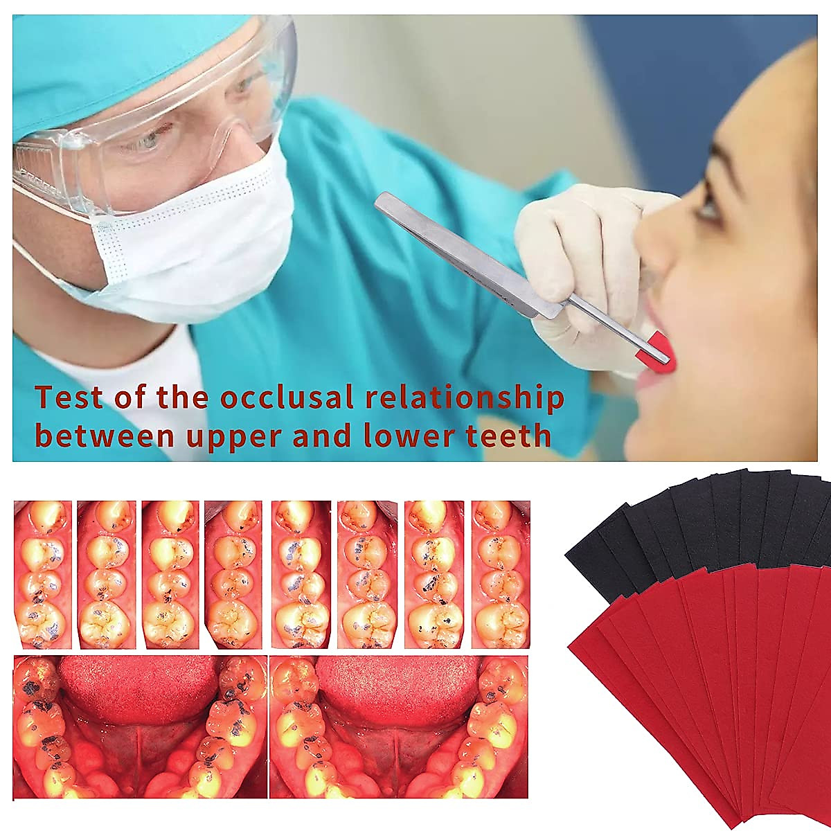 ANNWAH Dental Articulating Paper - Thicker Double Side Bite Paper Strips 100μm Thickness Oral Teeth Care Material Dental Lab Products 300 Sheet/Box…