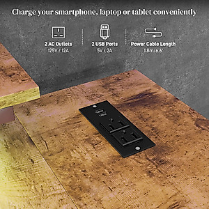 HOMCOM 42" L Shaped Desk with LED Lights, Power Outlet, USB Charging Ports, Reversible L Shaped Computer Desk with Storage Shelves, Monitor Stand, Corner Gaming Desk for Home Office, Rustic Brown