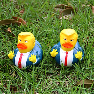 2Pcs Trump Duck Squeak Bath Duck Baby Bath Toys Rubber Duck Funny Gift for Kids