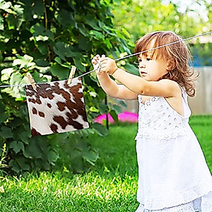Cow Brown White Washcloth 12x12in Set, 4 Pack Absorbent Cotton Towel Square Kitchen Dishes Towels, Soft Cleaning Face Hand Towel Fast Drying
