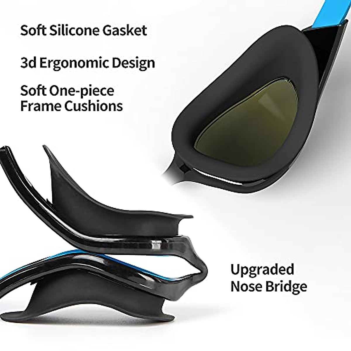 COPOZZ Swim Goggles Men Women, Polarized Swimming Goggles, UV Protection No Leaking Wide Vision