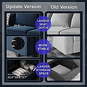 Belffin Modular Sectional Sofa U Shaped Sectional Couch with Reversible Chaises Velvet Modular Sofa with Storage Seat Blue