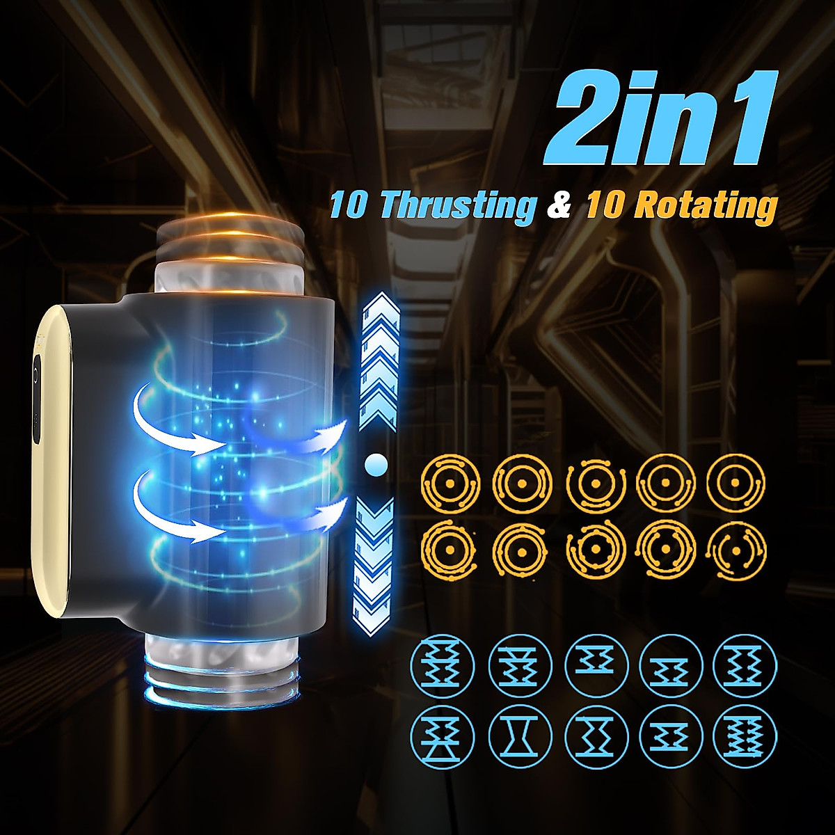 6.2'' Full-length Automatic Thrusting Rotating Male Masturbator, Adult Sex Toys, Blowjob Sex Machine Stroker Penis Vibrator, Hands Free Masturbators Pocket Pussy for Men Pleasure