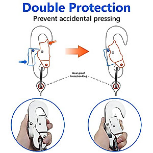 Aystkniet Climbing Lanyard, Safety Adjustable Non-Shock Absorbing Lanyard from 4-Feet to 6-Feet Outdoor Tree Climbing Belt Restraint Lanyards With Large Snap Hooks