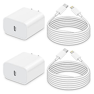 10 Ft iPhone Charger Fast Charging【MFi-Certified】 2-Pack 20W PD Fast Charger with USB C to Lightning Cable, Type C Fast Charging Block & iPhone Charger Cord for iPhone 14/13/12/11, iPad & More