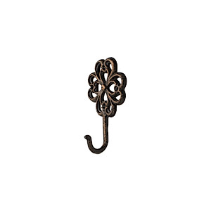 FantasHome Wall Mounted Cast Iron Home Décor Single Hook (Stylized Flower)