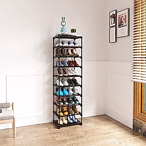 Dorub 10-Tier Shoe Rack Storage Organizer, Sturdy Metal Shoe Rack, Tall Narrow Standing Shoe Shelf,for Entryway, Hallway, Cloakroom, Garage, Dormitory,Walk-in Closets and Living Room