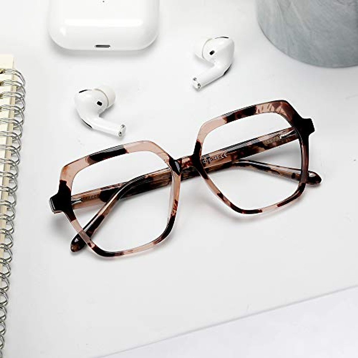 REECKEY Blue Light Glasses for Women, Computer Glasses Women Blue Light Blocking, Oversized Blue Light Filter Glasses, Gaming Glasses, Anti Blue Light Glasses, Square Eye Glasses (Pattern)