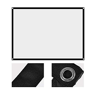 APAINI Portable Non-Crease White Projector Curtain Projection Screen with Adhesive and Hooks Projection Screens (Size : 100 inch)