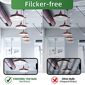 YAOHENG A19 LED Light Bulb, 100 Watt Equivalent LED Bulbs, 5000K Daylight White, 1500 Lumens, Standard E26 Base, Non-Dimmable 15W Super Bright Light Bulbs for Home, Office Lamp, ETL Listed(4-Pack)