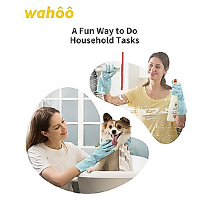 LANON wahoo Skin-Friendly Cleaning Gloves, Dishwashing Kitchen Gloves with Cotton Flocked Liner, Reusable, Non-Slip, Surf Spray, Small