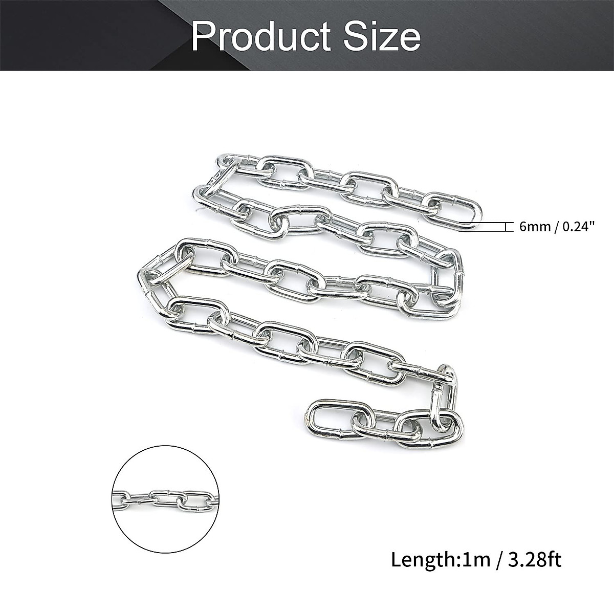 MroMax Chain Lock, 1000mm/39.37" Long, 6mm/0.24" Diameter Buckle Large Lock 1pcs