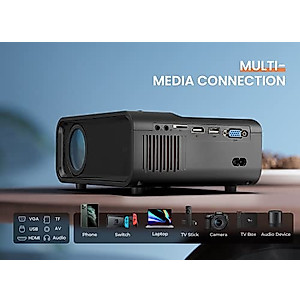 WiFi Mini Projector, ACROJOY Video Projector w/ Tripod, HD 1080P & 240" Display Supported, Portable Movie Outdoor Projector Compatible with TV Stick, HDMI, VGA, TF, AV, USB, Black