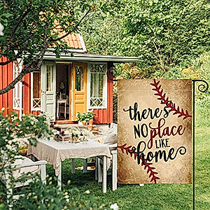 AVOIN Baseball Garden Flag Vertical Double Sided There's No Place Like Home, Bat Ball Sport Softball Flag Yard Outdoor Decoration 12 x 18 Inch
