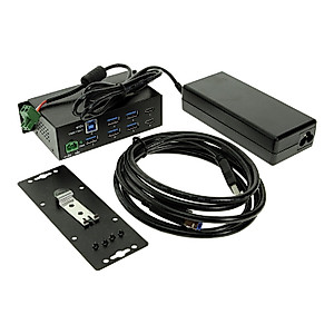 Coolgear USB-C 7 Port Hub 2X Type-C 5X Type-A - DIN Rail - Power Adapter