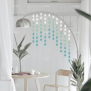 AUEAR, Raindrop Garland Blue Paper Hanging Raindrop for Decor (8 Pack)
