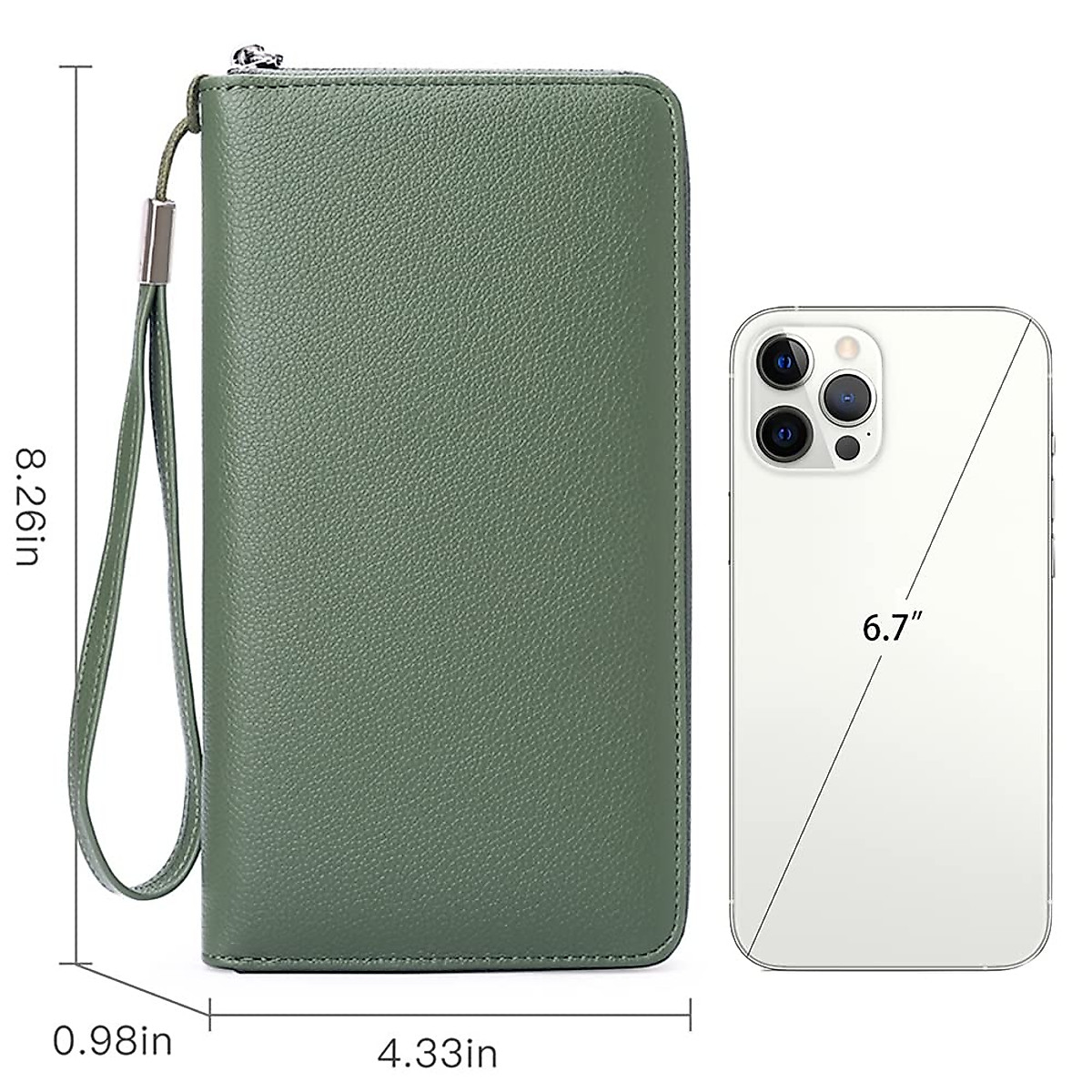 GOIACII Womens Wallet RFID Blocking Leather Zip Around Wallet Large Capacity Long Purse Credit Card Clutch Wristlet