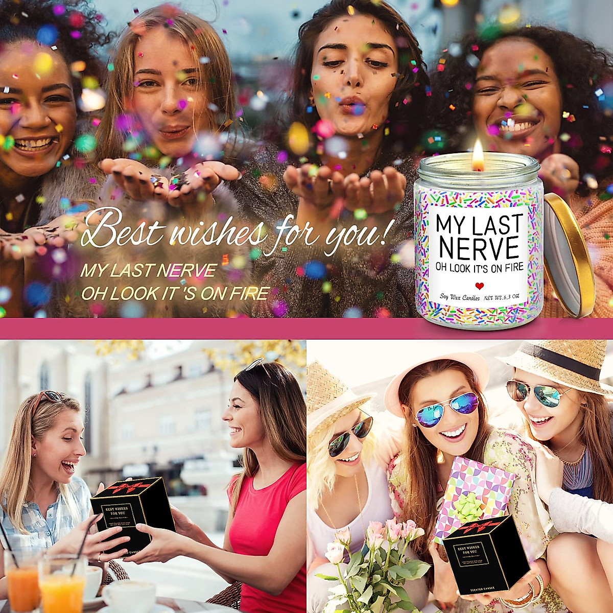 Birthday Gifts for Women My Last Nerve Candle Gifts for Women, Funny Gifts for Women Best Friends Gifts for Her, Him, Girlfriend, Mom, Sister