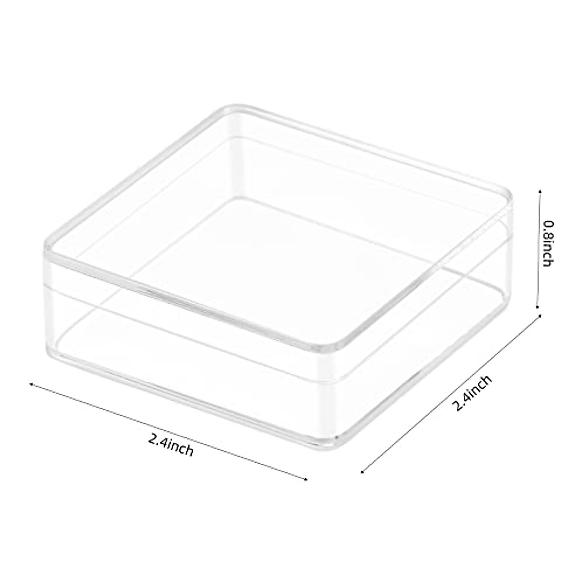 Worasign Small Acrylic box, 6 Pack 2.4x2.4x0.79 Inches Min Clear Acrylic Plastic Square Containers, Plastic Square Cube with Lid for Candy Pill ,Tiny Jewelry Beads, Coins