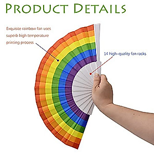 Renashed 6 Pack Pride Rainbow LGBT Fan Plastic Folding Fan Gay Pride LGBT Fans for EDM, Music Festival, Club, Event, Party, Dance, Performance, Gift