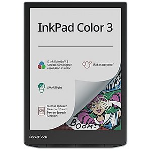 PocketBook InkPad Color 3 E-Book Reader | Enhanced 7.8'' Color E-Paper E-Ink Screen | Eye-Friendly E-Reader for Comics | SMARTlight | Audiobooks & Text-to-Speech | Bluetooth® & Built-in Speaker