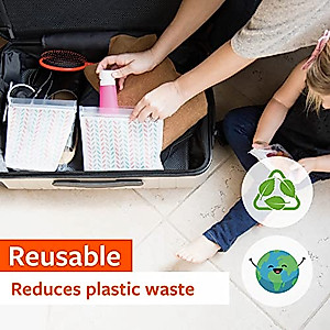 Full Circle Ziptuck Reusable Travel Bag Set – 1 Mini Bag and 1 Travel Bag - Multi-Use Leak-Free Travel Storage Bags – BPA-Free, Food-Safe & Reusable, Palm Leaves