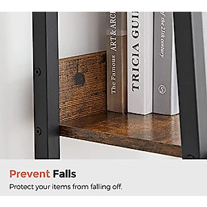 VASAGLE Bookshelf, 5-Tier Narrow Book Shelf, Ladder Shelf for Home Office, Living Room, Bedroom, Kitchen, Rustic Brown and Black ULLS109B01