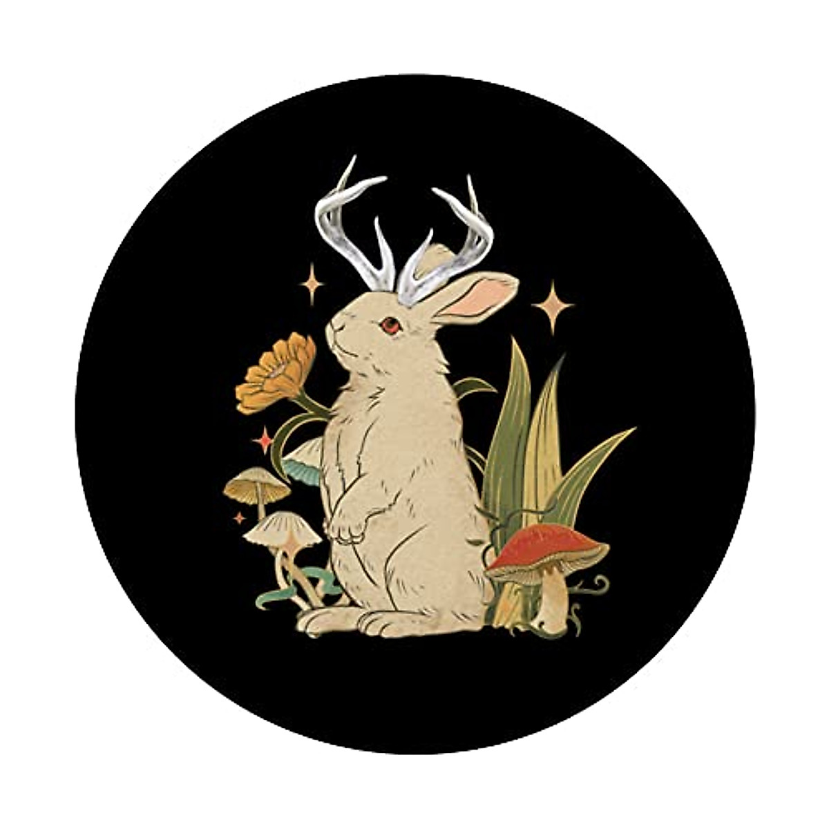Cottagecore Aesthetic Jackalope Retro Jackalope Funny Rabbit PopSockets Swappable PopGrip