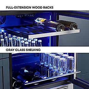 Zephyr Presrv 24" Wine Fridge & Beverage Refrigerator Single Zone Under Counter - Mini Wine Cooler Cellars Small Beer Fridge Cabinet Drink Chiller Freestanding Wine Beverage Cooler,13 Bottles, 84 Cans