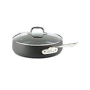 All-Clad HA1 Hard Anodized Nonstick Sauté Pan 4 Quart Induction Oven Broiler Safe 500F Pots and Pans, Cookware Black