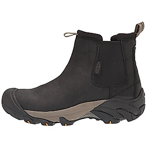 KEEN Women's Targhee 2 Pull On Mid Height Leather Chelsea Boot, Black/Brindle, 9