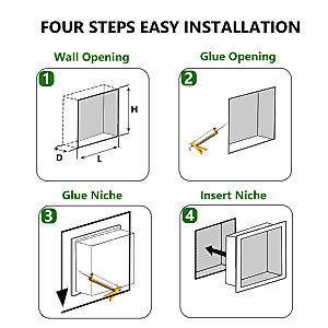 swift horse Black Double Layer Stainless Steel Shower Niche, 16" X 20" No Tile Needed Wall Niche Double Shelves, Recessed Niche Shower for Bathroom Storage Over Mount Installation