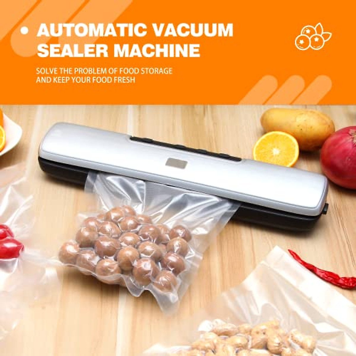 Vacuum Sealer Machine,Food Sealer for Food Saver- Automatic Air Sealing System for Food Storage,Design with Dry and Moist Food Modes ,12.6 Inch with 15Pcs Seal Bags Starter Kit