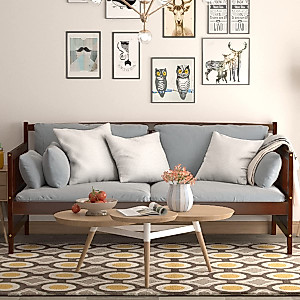 KOMFOTT Wood Daybed Frame Twin Size, Sofa Day Bed Frame with Wooden Slats Support, No Box Spring Needed, Twin Daybed Frame for Bedroom Living Guest Room (Mattress Not Included)