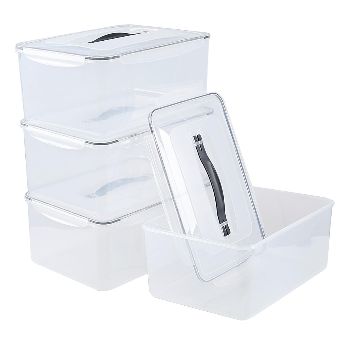 Qskely 4-Pack 15 Quart/14.5 L Kitchen Airtight Food Storage Container Set, Bread Keeper with Airtight Lid