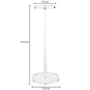 MyGift 16-Inch Clear Premium Acrylic Hat Rack Stand and Wig Holder, Decorative Cap Fedora Cowboy Hat Display Stand with Pedestal and Sturdy Round Base