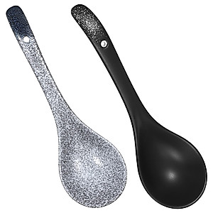 Happyyami Chinese Spoons Chinese Spoons 2 Pcs Ceramic Soup Spoons Japanese and Korean Ceramic Soup Spoons Handle Rice Spoons Asian Soup Spoon for Ramen Noodles Rice Ceramic Dishes Ceramic Dishes